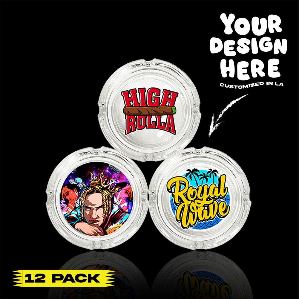 (12 PACK) Custom Heavy Duty Glass Ash Tray - Create Your Own Ash tray ...